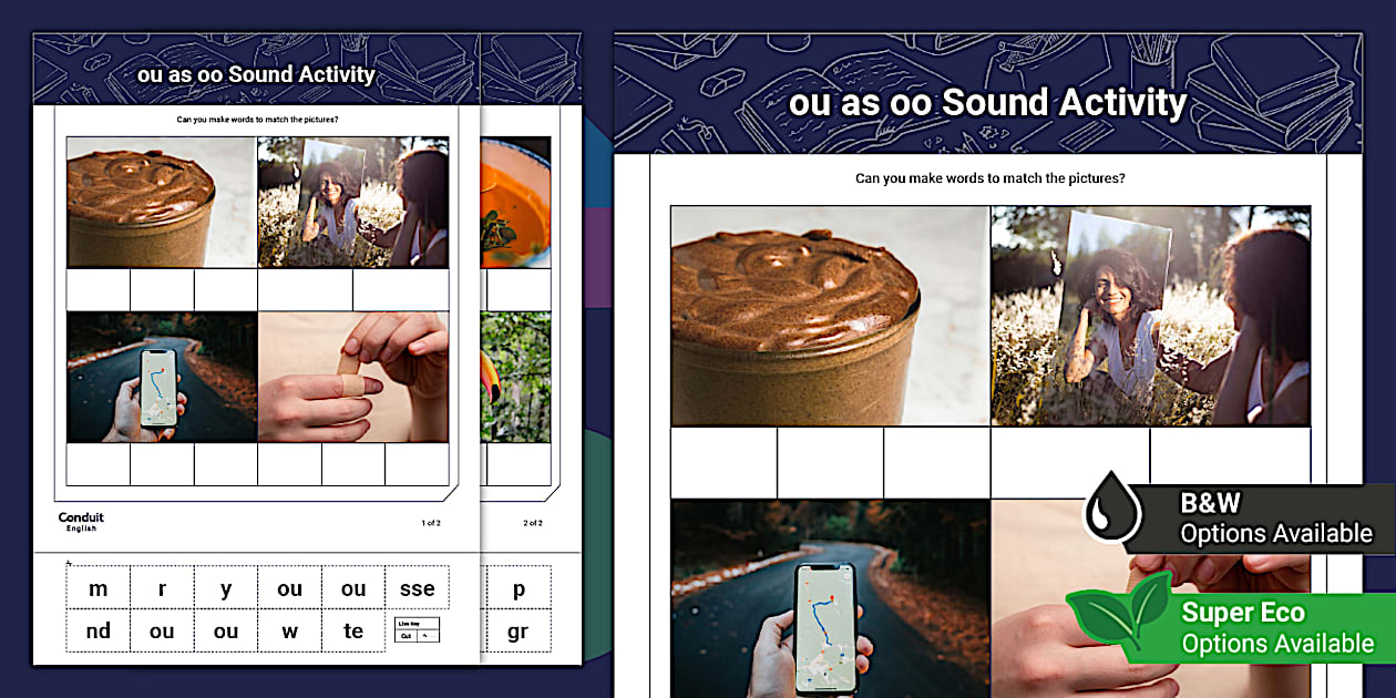 Reinforcing Sounds: 'ou' as 'oo' Cut and Stick Activity
