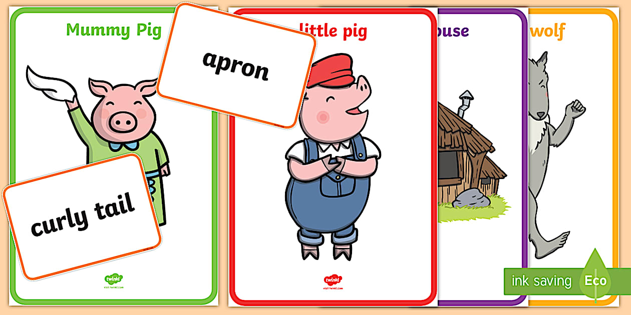 SA The Three Little Pigs Character Describing Words Matching Activity