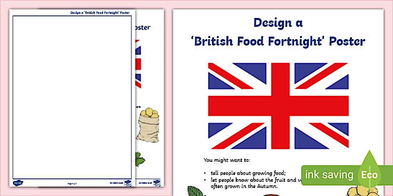 KS1 Design a Poster for British Food Fortnight Worksheet / Worksheet - 23rd