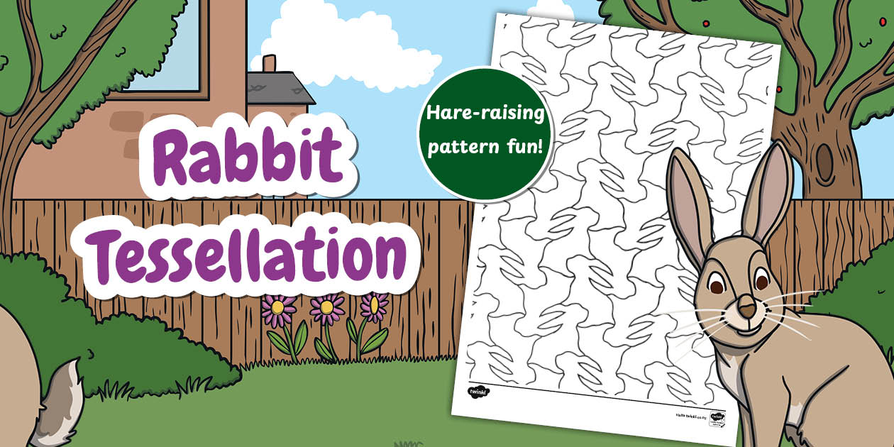 Rabbit Tessellation Colouring Sheet
