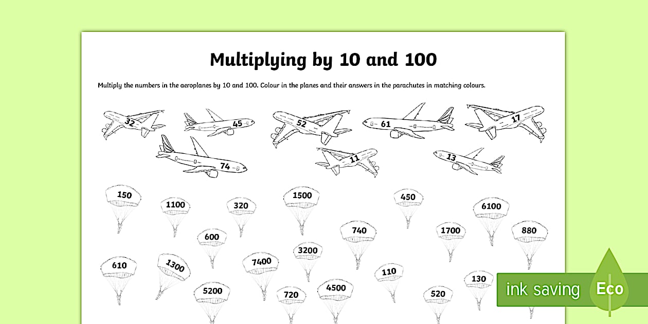 Multiplying by 10 and 100 Worksheet (teacher made) - Twinkl