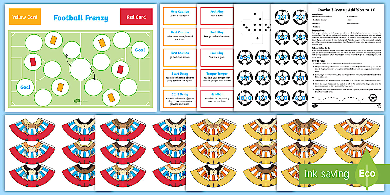 Addition To 10 Football Board Game (Teacher-Made) - Twinkl