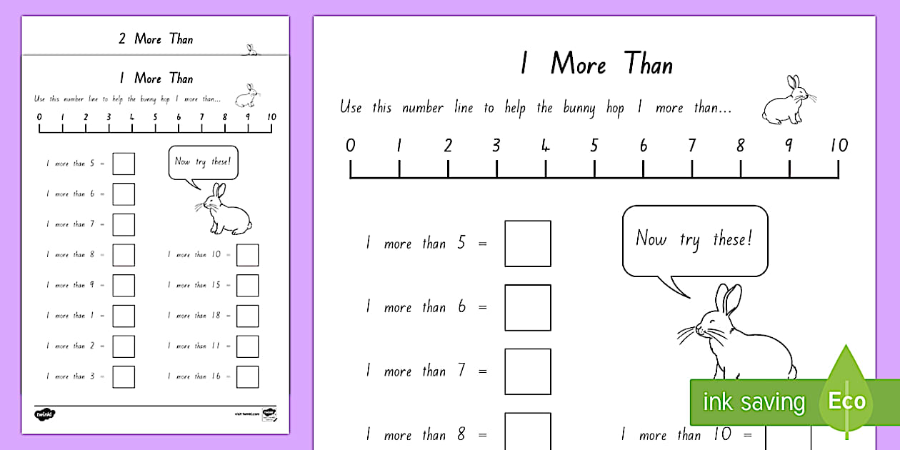 1 More and 2 More Worksheet / Worksheet (teacher made)