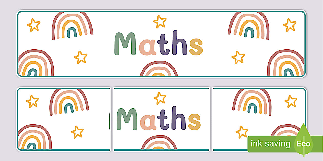👉 Muted Rainbow Maths Display Banner (teacher made)