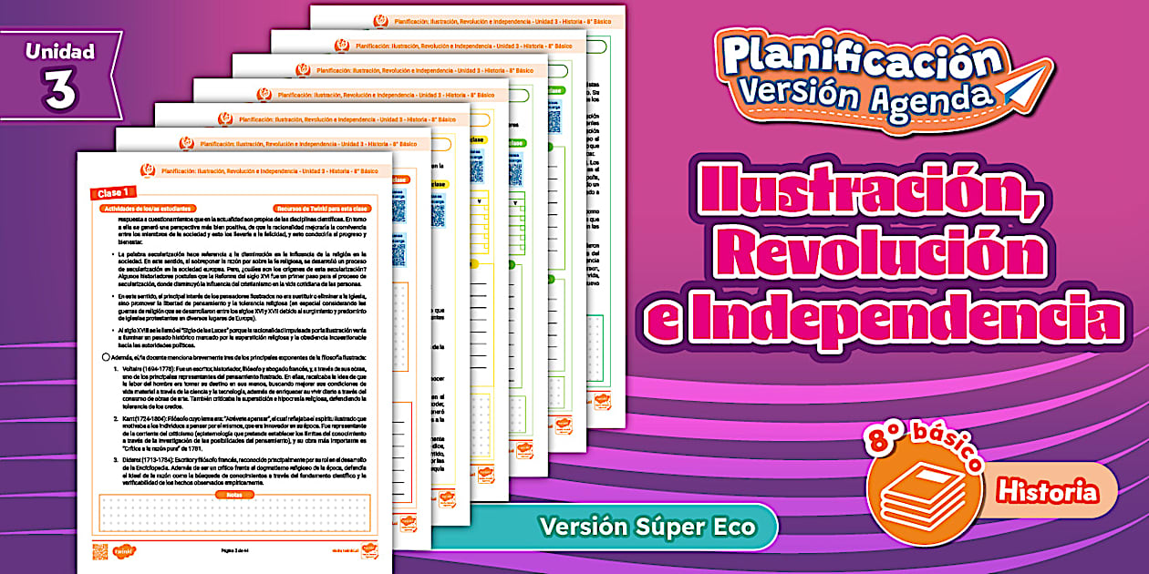 Planificación | Versión Agenda | Historia | Unidad 3 | 8°
