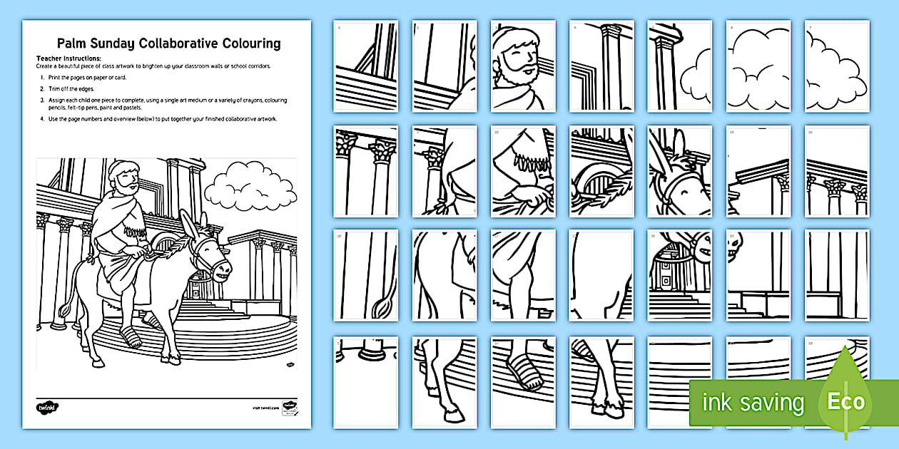 Palm Sunday Collaborative Colouring Activity Pack - Twinkl