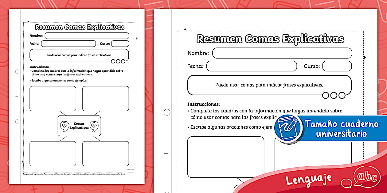 Guía | Trabajo | Resumen | Comas | Explicativas | Lenguaje y Comunicación