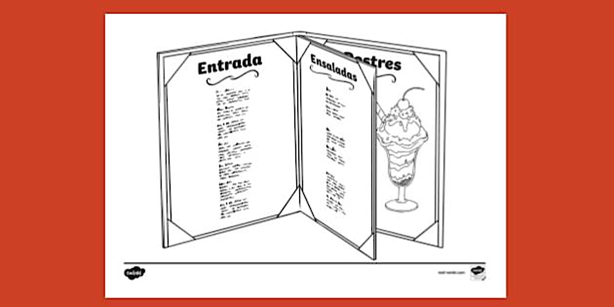 Spanish Restaurant Menu Colouring | Colouring Sheet - Twinkl