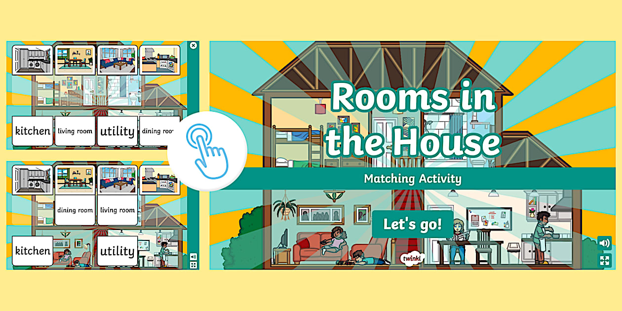 Rooms in the House Interactive Matching Activity - Twinkl