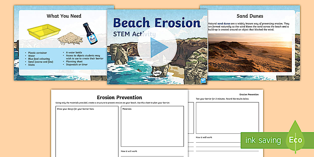 Editable Beach Erosion STEM Activity Pack (teacher made)