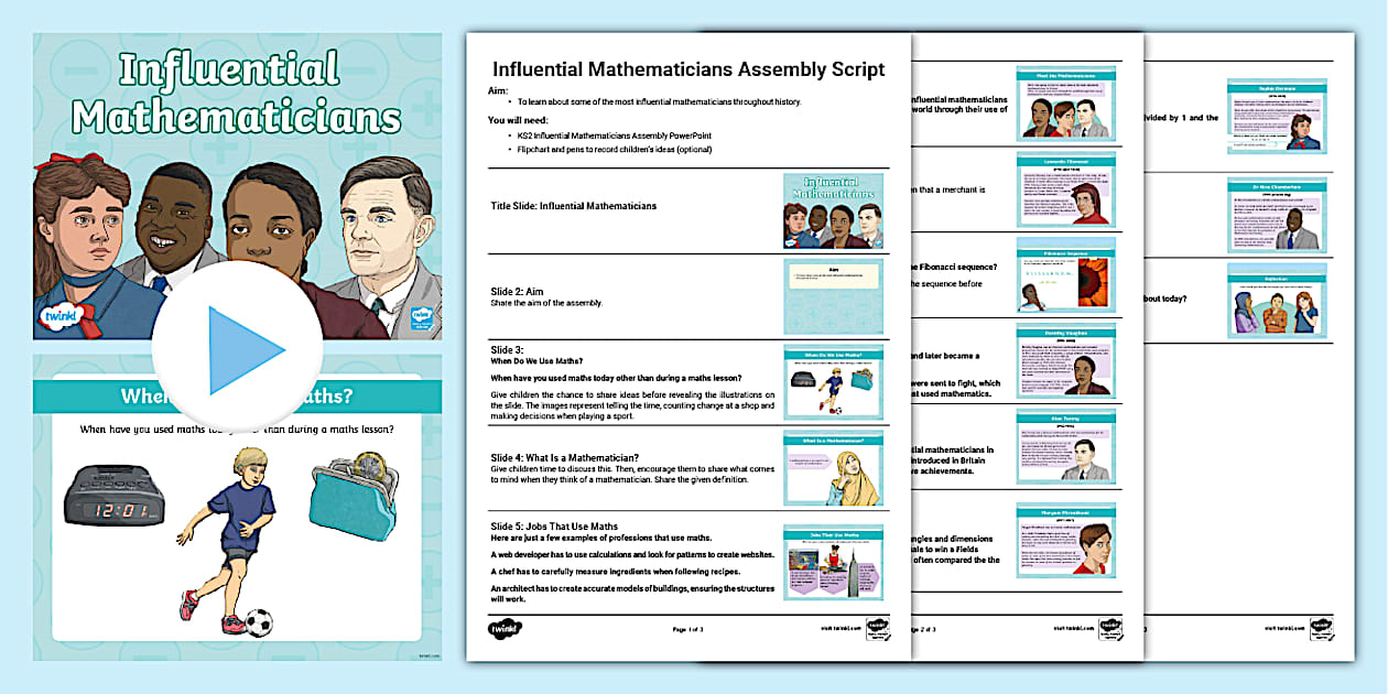 KS2 Influential Mathematicians Assembly PowerPoint - Twinkl