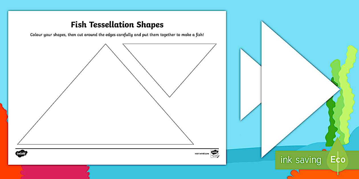Precursive Fish Tessellation Shapes Colouring Pages - Twinkl