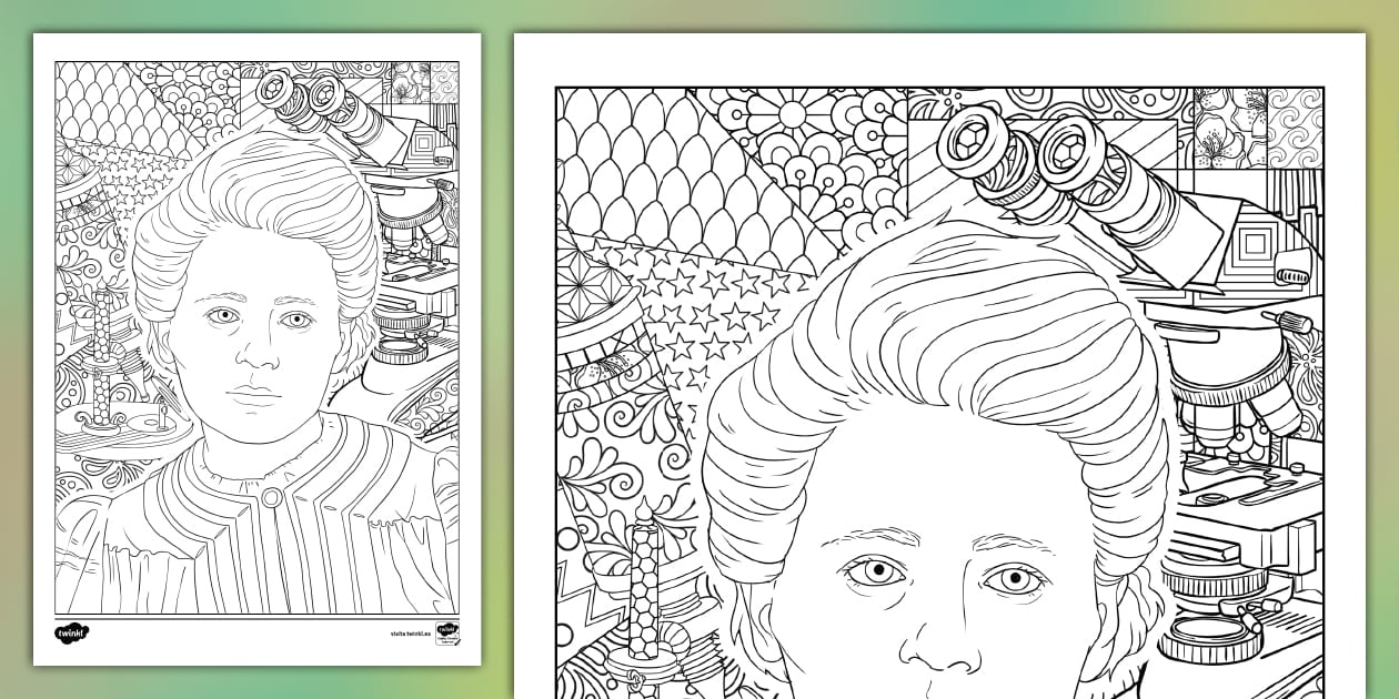 Dibujo de Marie Curie para colorear - Twinkl