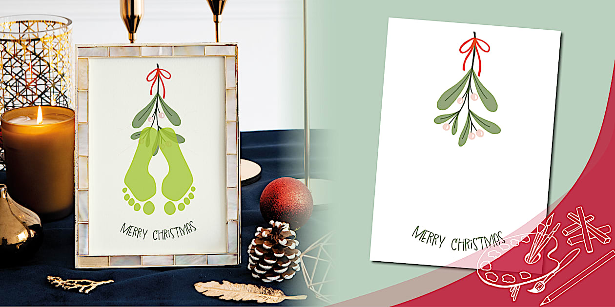 Merry Christmas Mistletoe Footprints Activity Poster