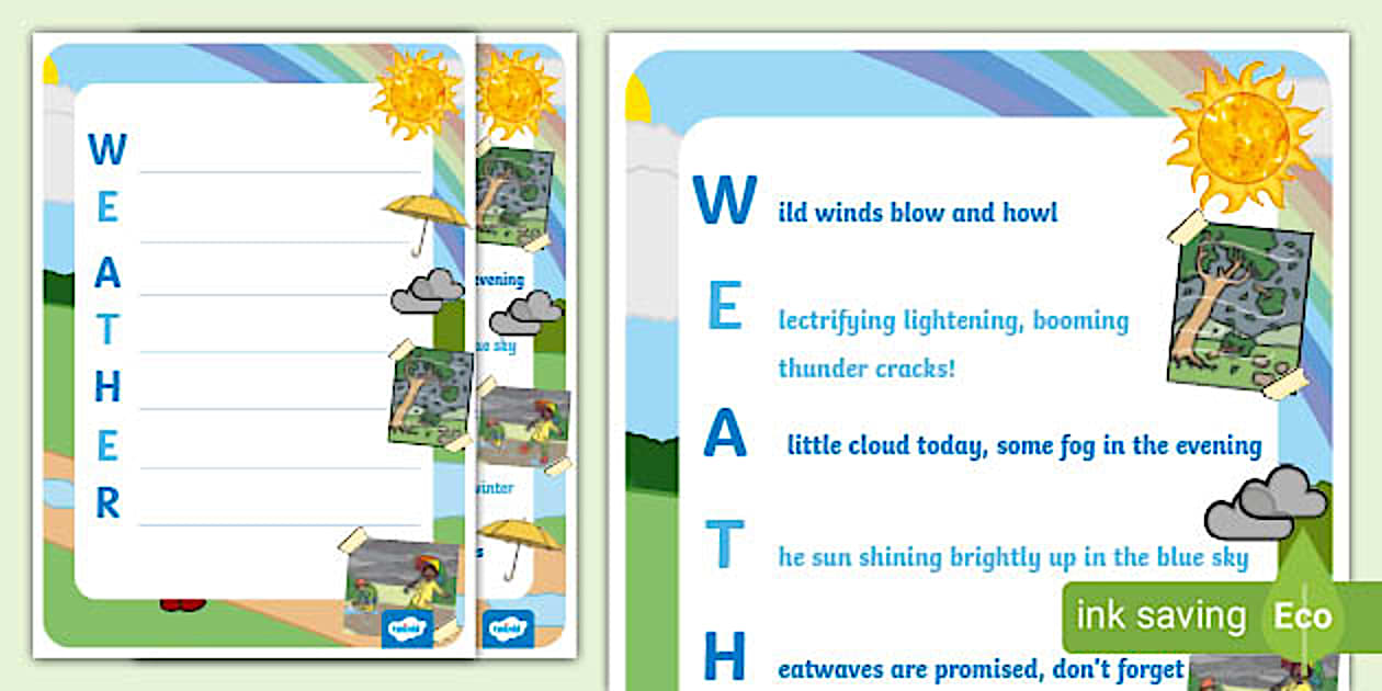 Weather Acrostic Poem Example (Teacher-Made) - Twinkl