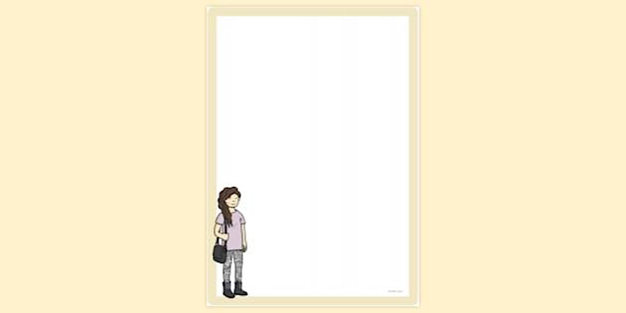 Simple Blank Girl Stood Up Page Border | Twinkl - Twinkl