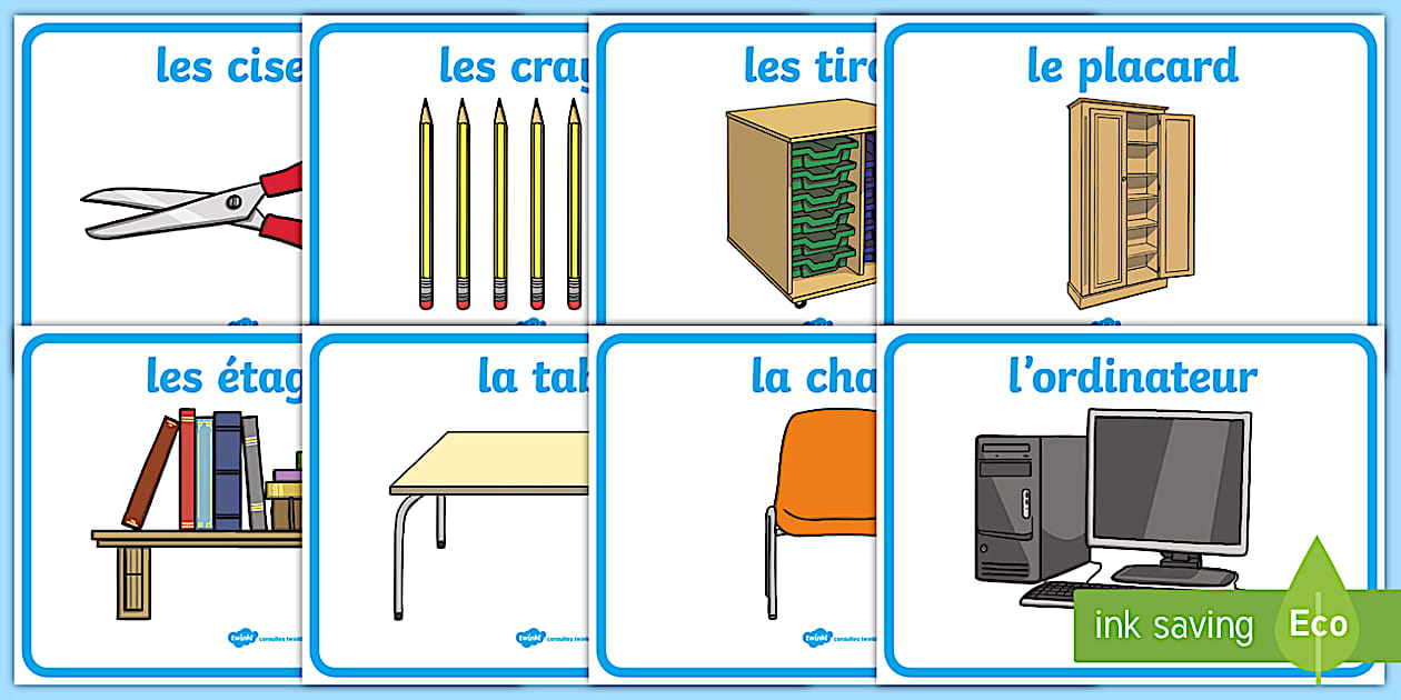Editable Classroom Objects Display Posters (French) - Twinkl