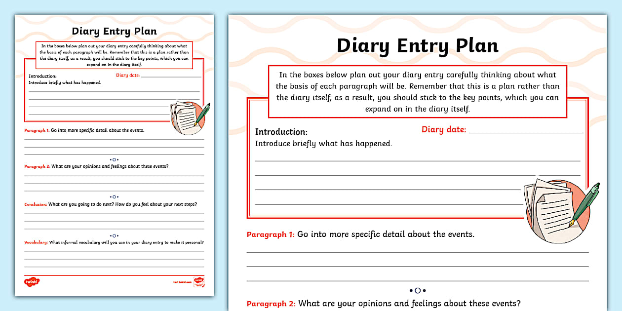 Diary Entry Planner Worksheet (teacher made) - Twinkl