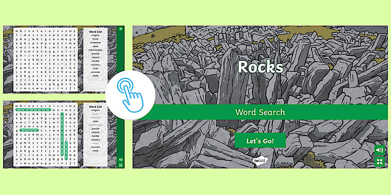Rocks Interactive Word Search - KS1 - KS2 - Twinkl