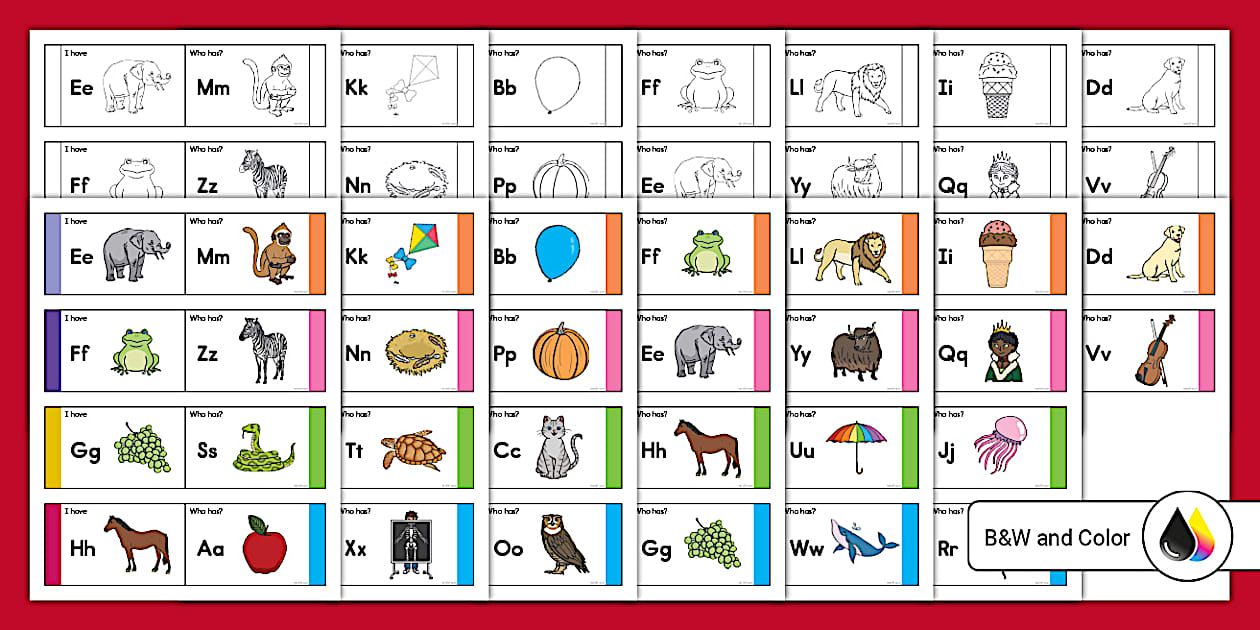 Early Childhood Alphabet I Have, Who Has Game (teacher made)