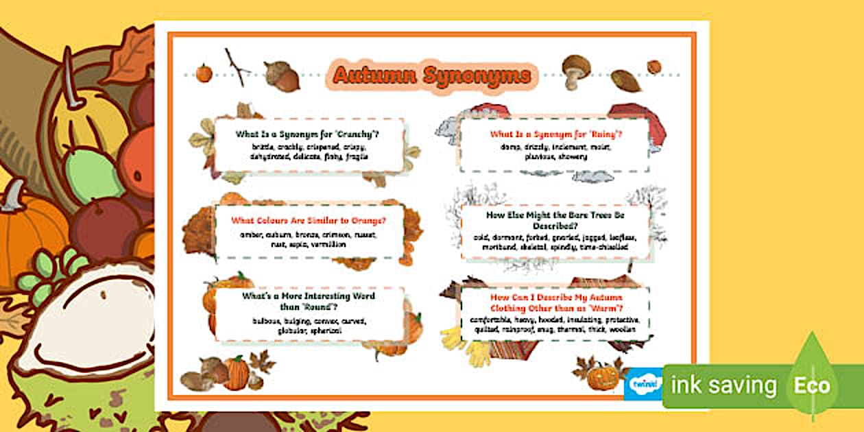 KS2 Autumn Adventurous Synonyms | Autumn Words | Word Mat