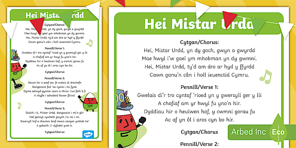 Cân Hei Mistar Urdd/Mr Urdd Song | Twinkl (teacher made)