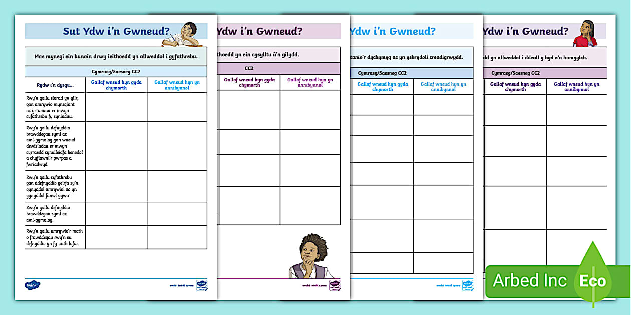 CiG Ieithoedd, Llythrennedd a Chyfathrebu Taflen Dracio Syml i Ddysgwyr CC2