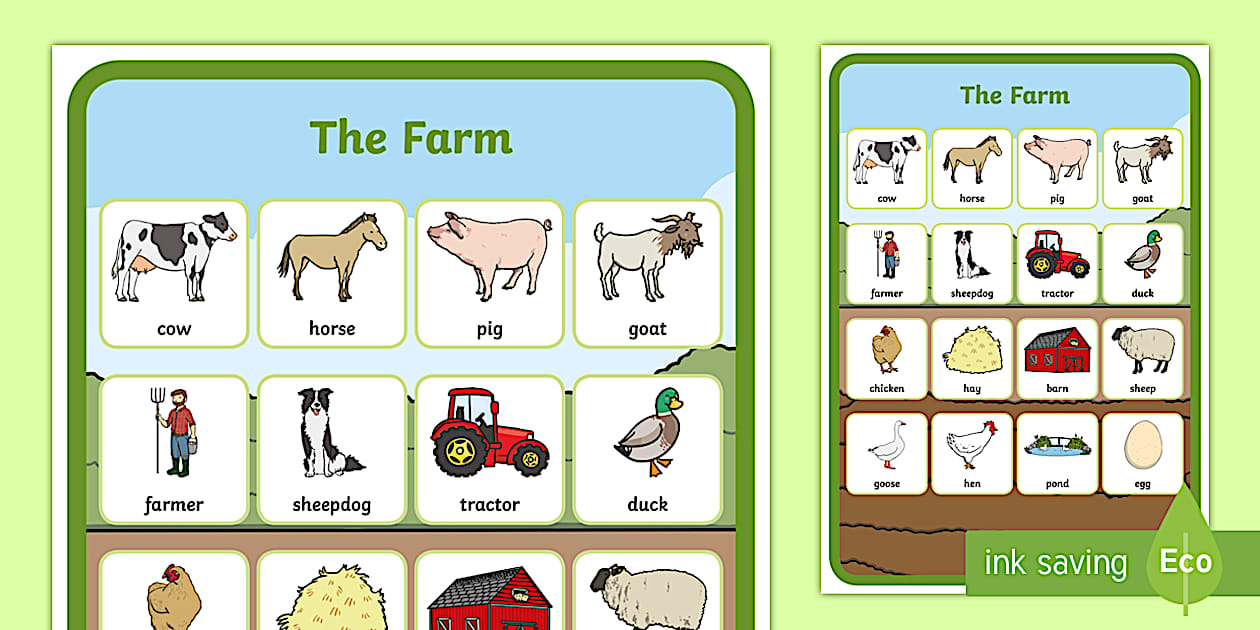 The Farm Aistear Vocabulary Poster
