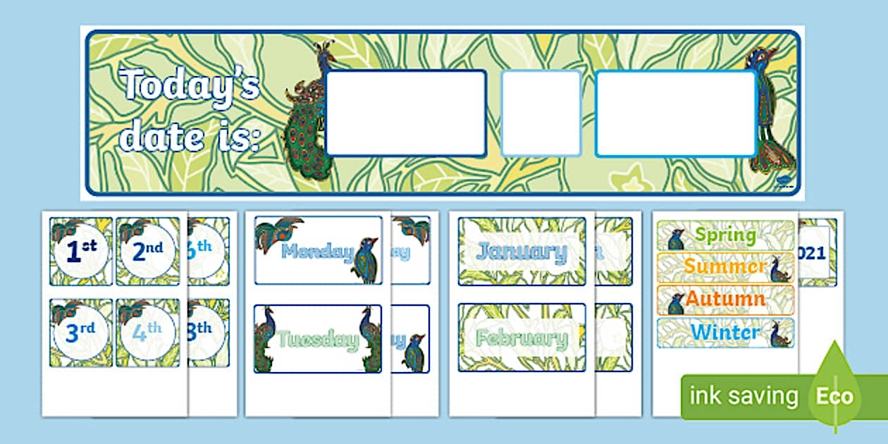 Batik Bird Calendar Display (teacher made) - Twinkl