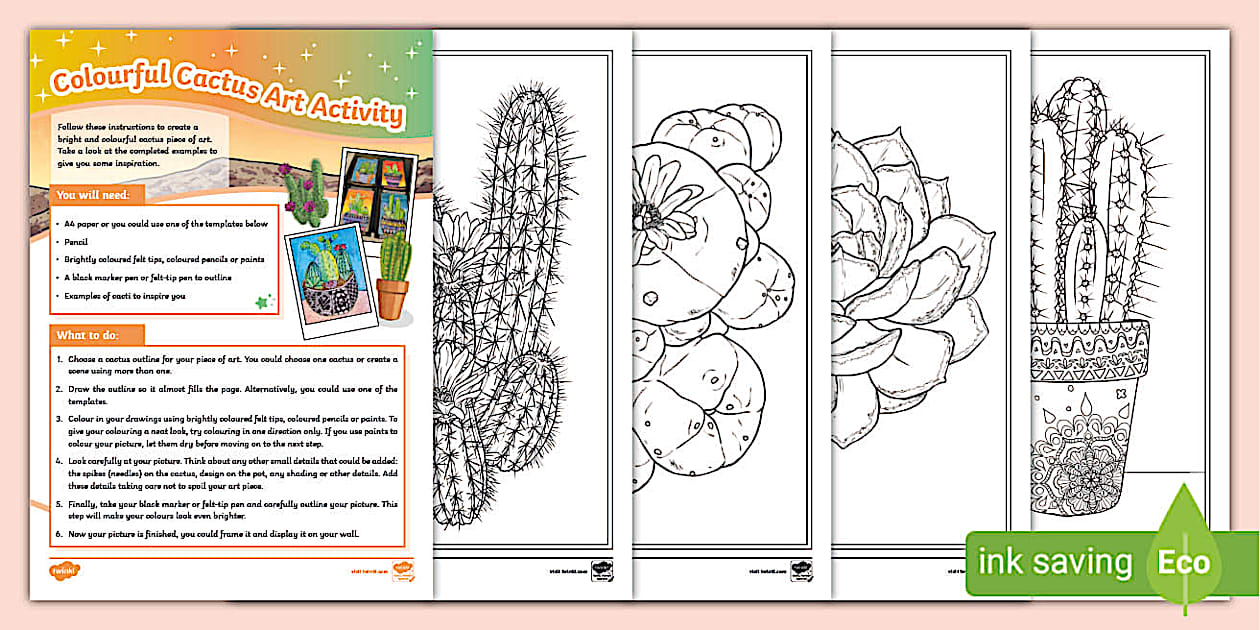 KS2 Colourful Cactus Art Activity (Teacher-Made) - Twinkl