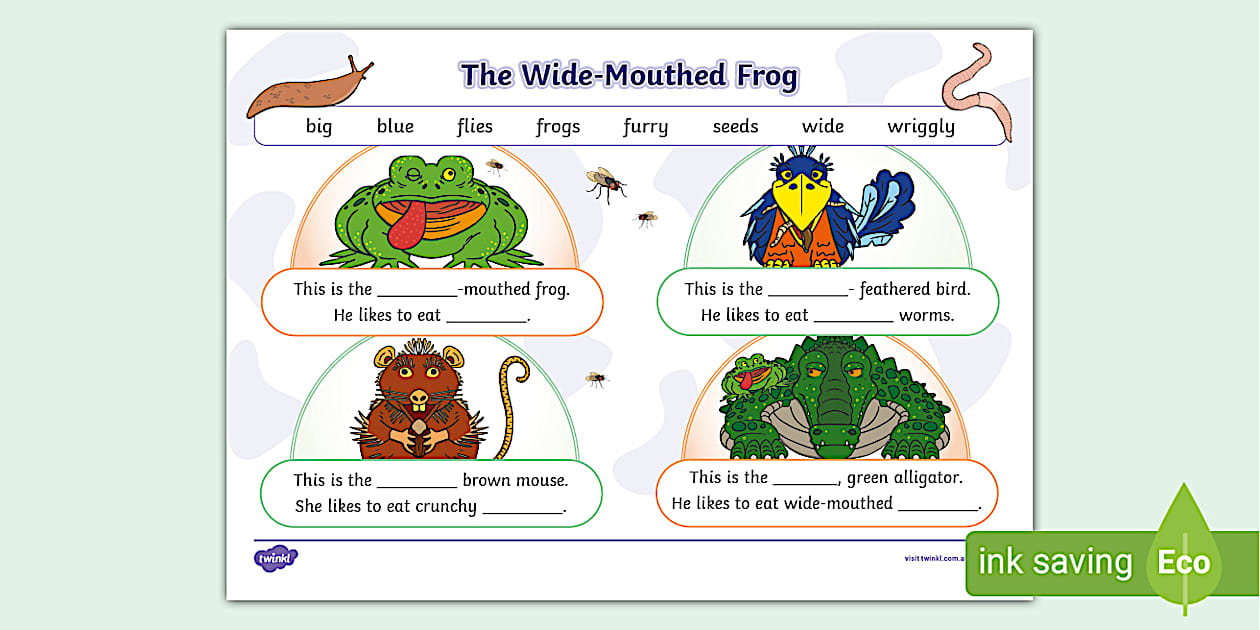 Cloze Activity to Support Teaching on The Wide Mouthed Frog