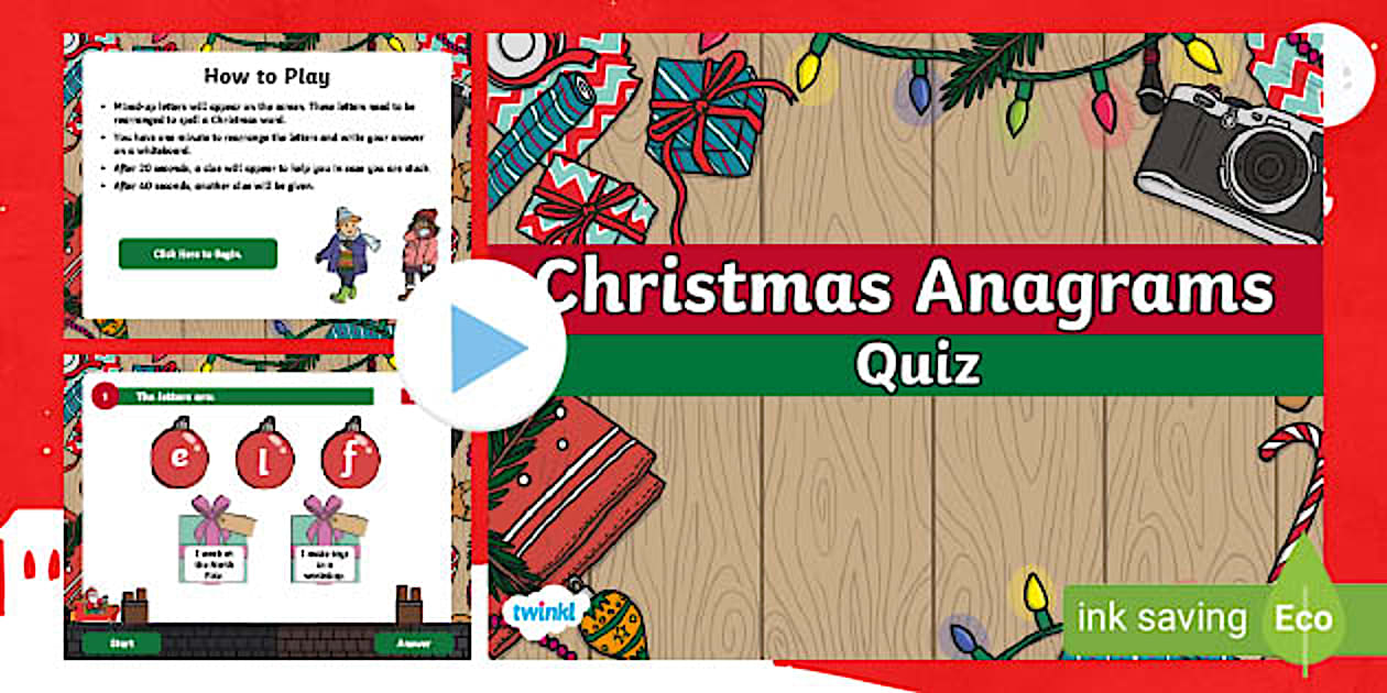 KS1 Christmas Anagrams Quiz PowerPoint (teacher made)