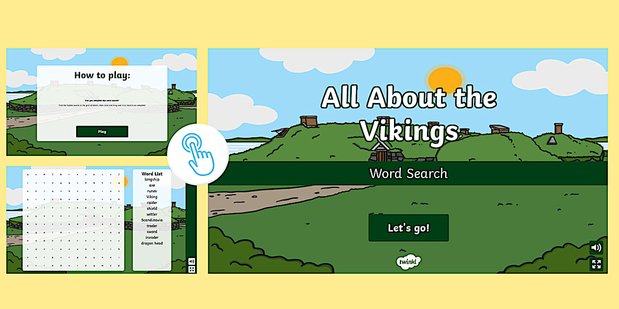 All About the Vikings Interactive Word Search (teacher made)