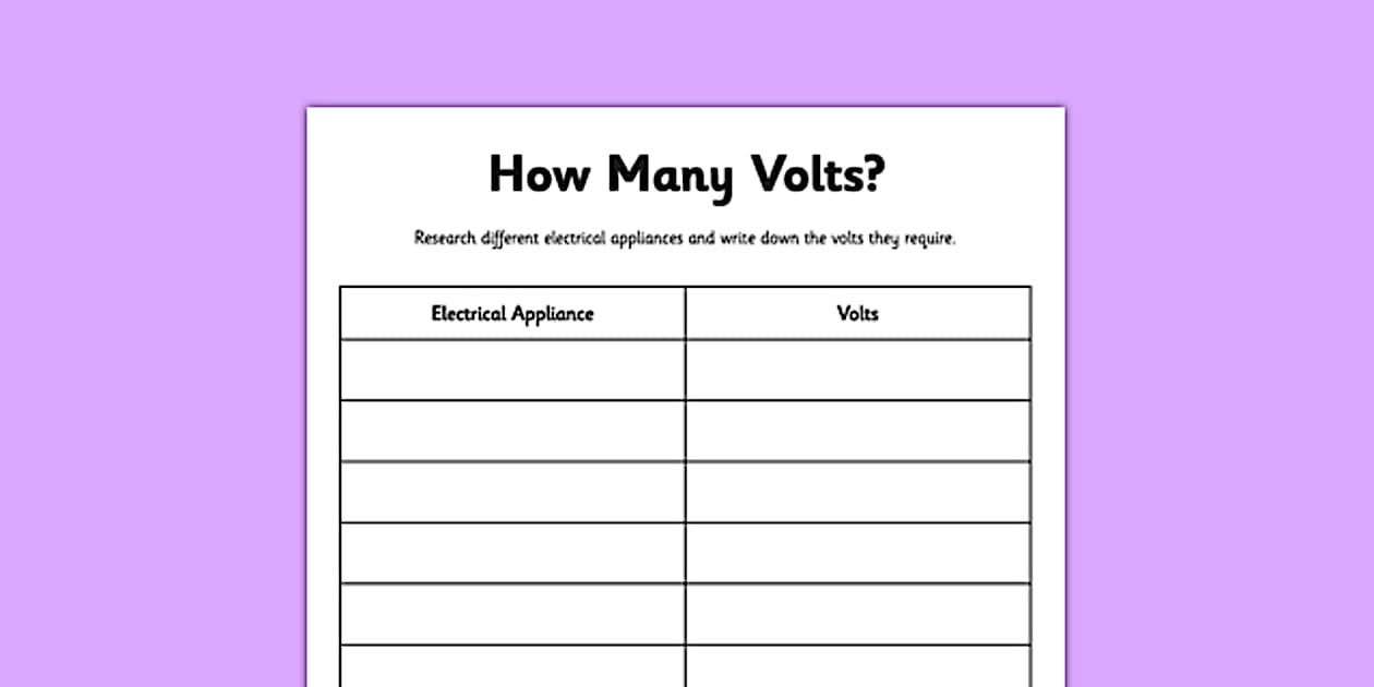 How Many Volts Worksheet / Worksheet (teacher made) - Twinkl