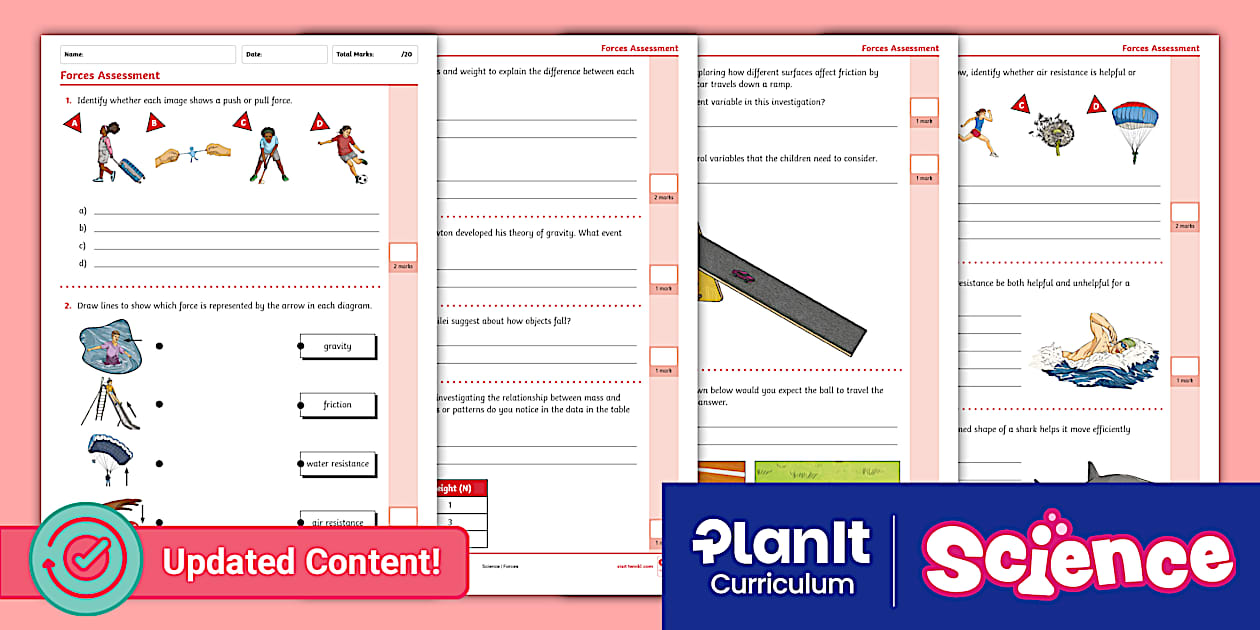 Science: Forces: Year 5 Assessment Test - Twinkl