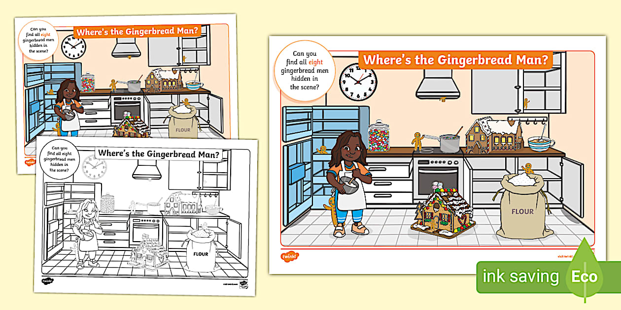 Where's the Gingerbread Man? I Spy Activity (teacher made)