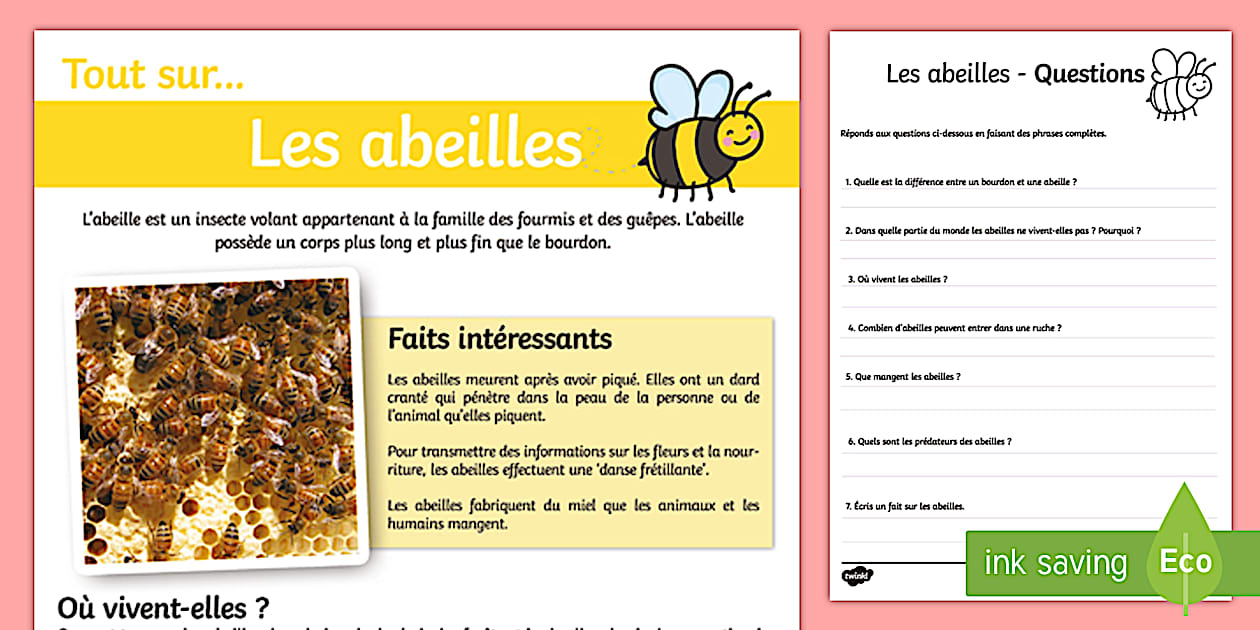 Compréhension Écrite Grade 2: Les Abeilles (teacher made)
