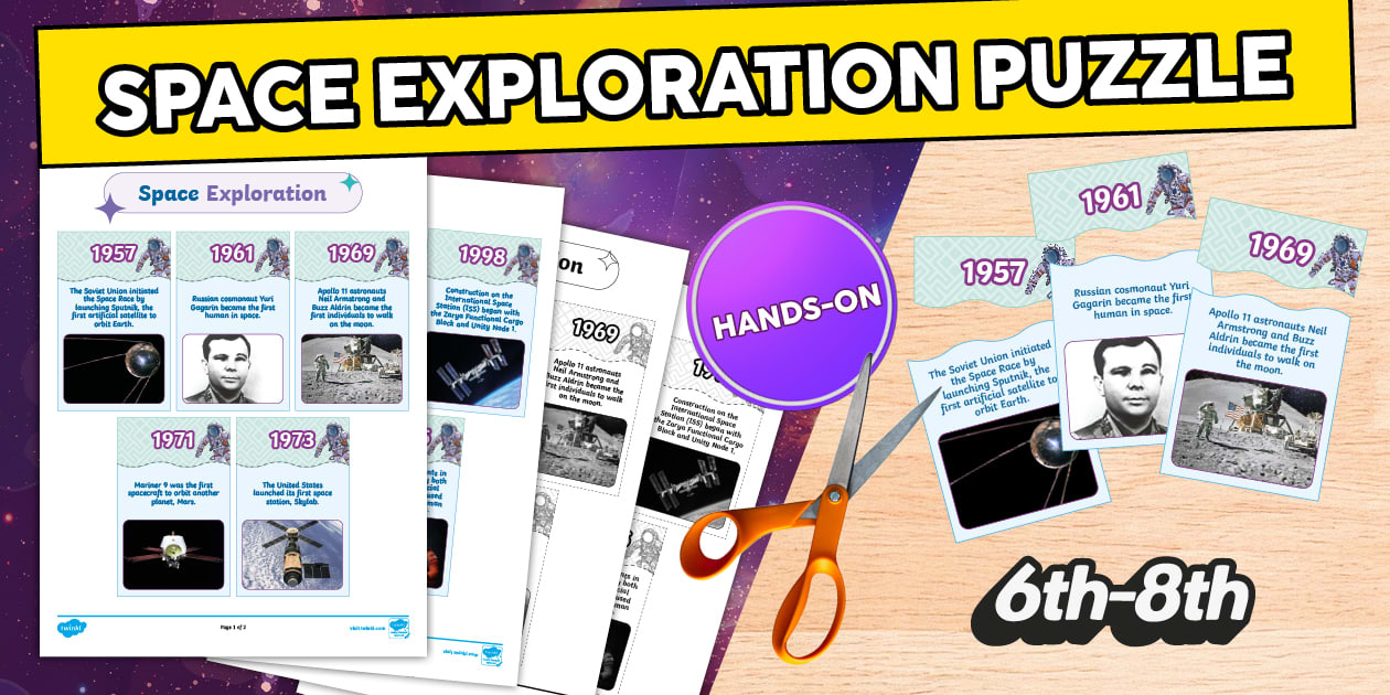 Space Exploration Timeline Puzzle for 6th-8th Grade - Twinkl