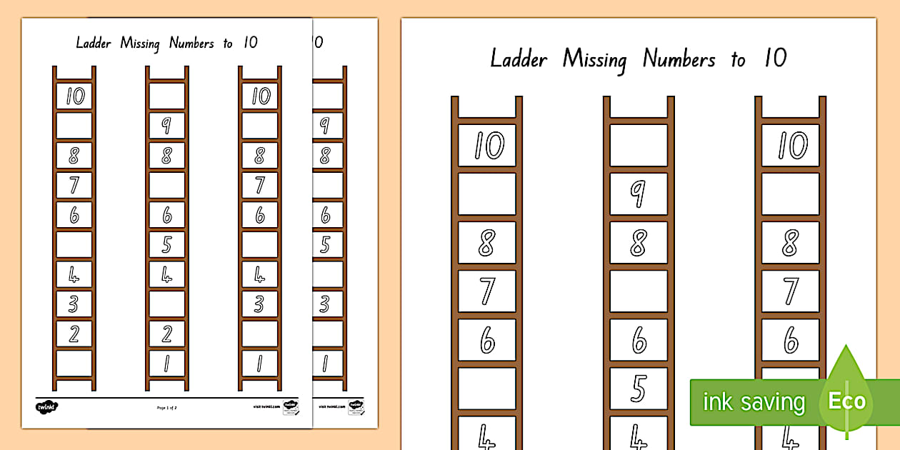 Ladder Missing Number to 10 Worksheet / Worksheets - Twinkl