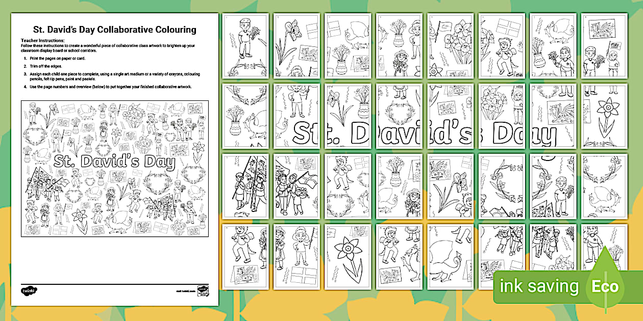 St. David's Day Collaborative Colouring - Twinkl - KS1