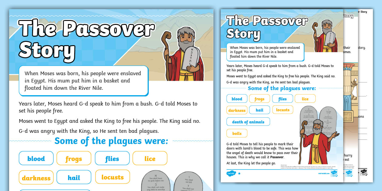 Passover Reading Comprehension Worksheet | Moses Passover