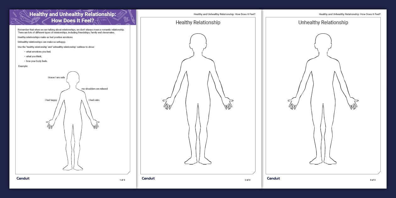 Healthy vs Unhealthy Relationships Feelings Activity