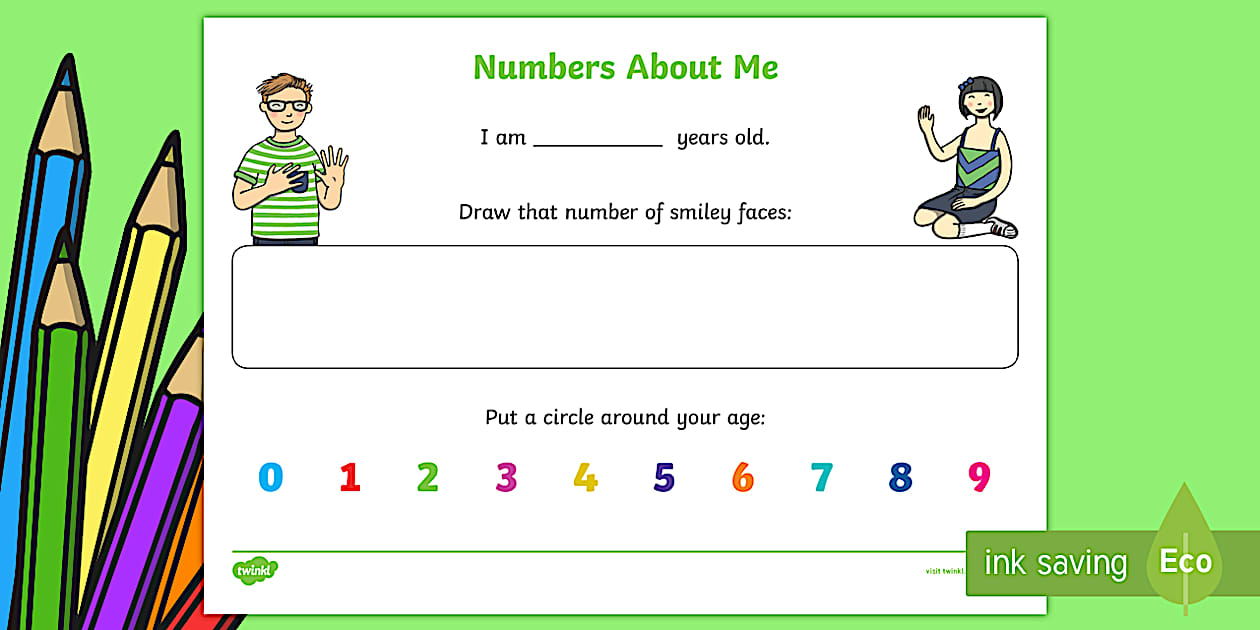 Editable EYFS Numbers about Me Worksheet (professor feito)