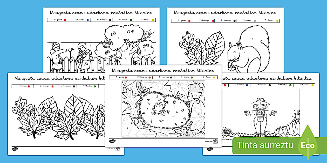 Zenbakiekin margozten: Udazkena - Euskera (teacher made)