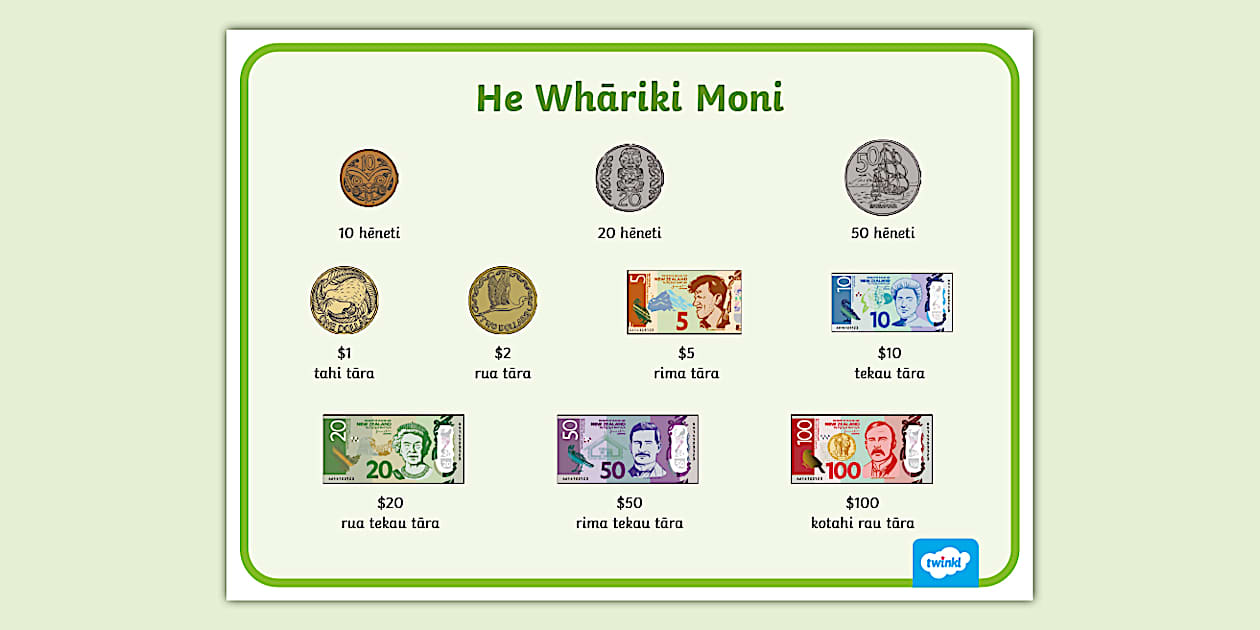 He Whāriki Moni - NZ money mat in Te Reo Māori - Twinkl