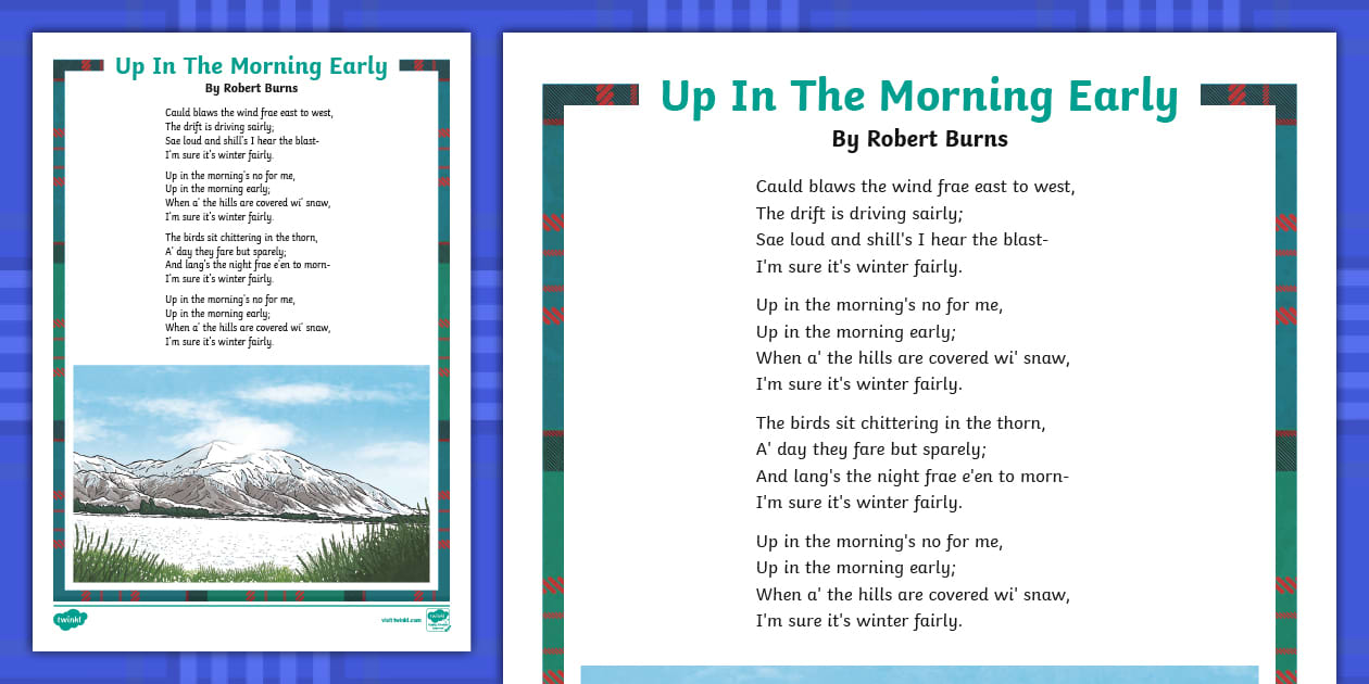 Up In The Morning Early Robert Burns Poem (teacher made)