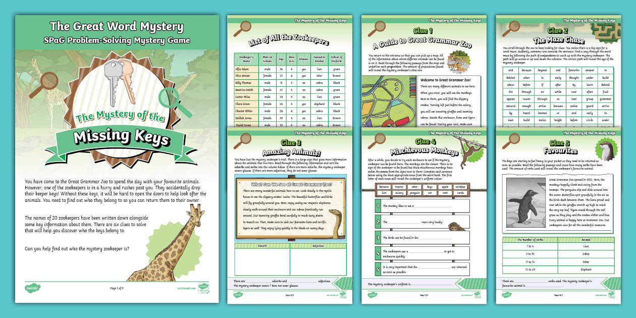 Year 3: The Great Word Mystery Problem-Solving Mystery Game