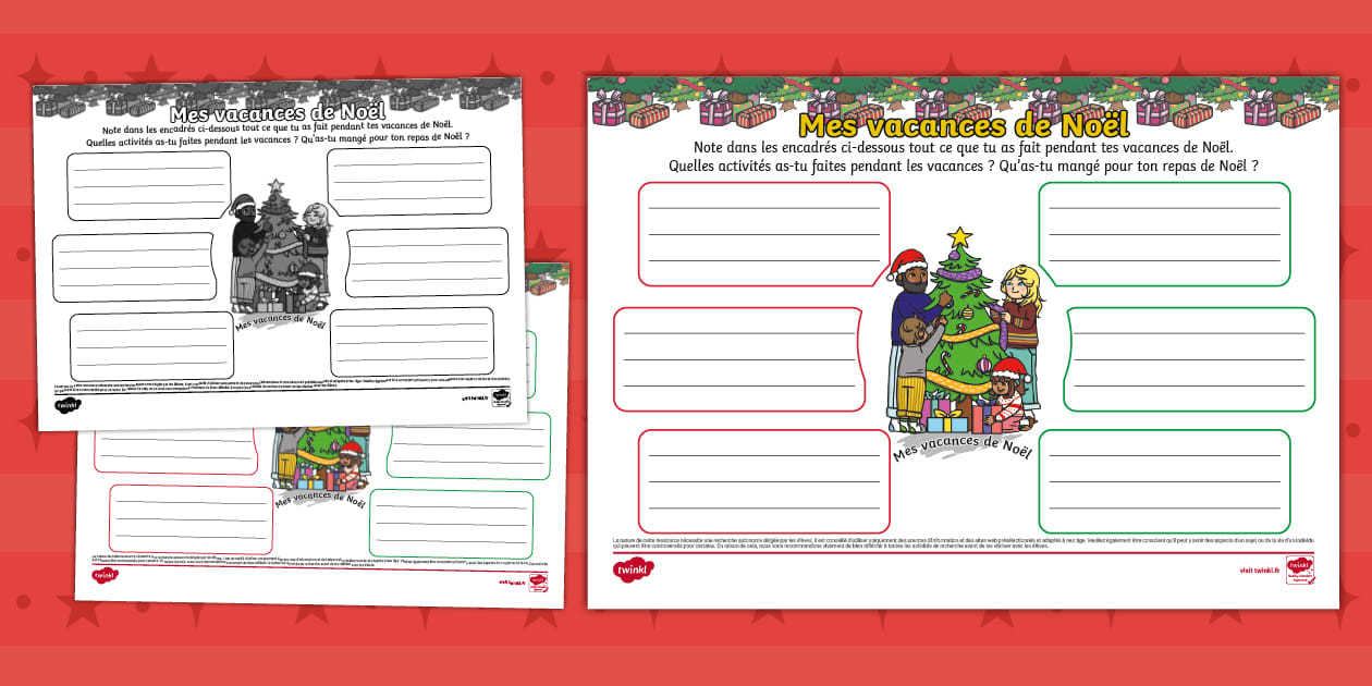 Carte mentale : Mes vacances de Noël (teacher made)