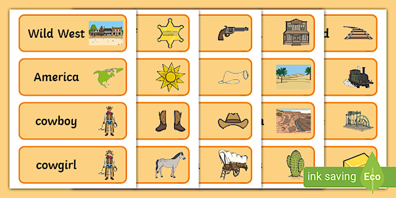 Black and White Wild West Word Cards (teacher made) - Twinkl