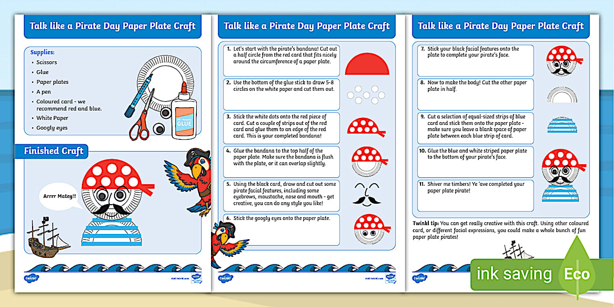 Paper Plate Pirate Day Craft - Talk Like a Pirate Day Craft
